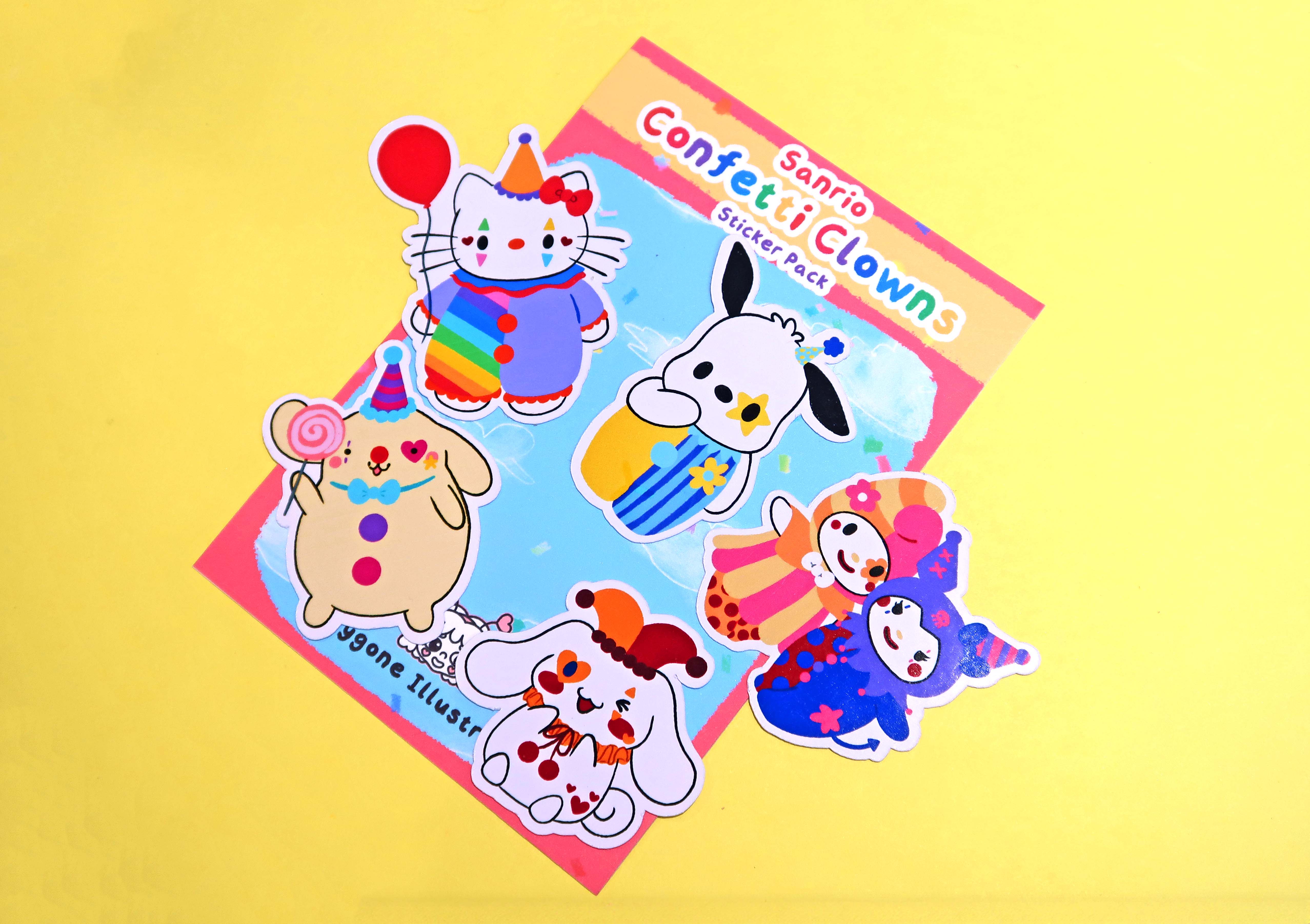 Sanrio Confetti Clowns Sticker Set (Pack of 5) – Pollygone