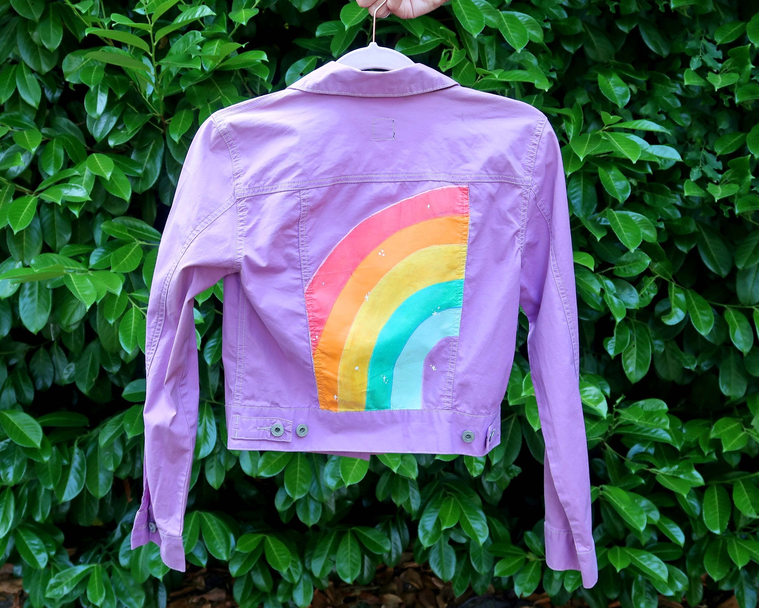 Purple Rainbow Jacket - Custom Painted - UK Size S – Pollygone
