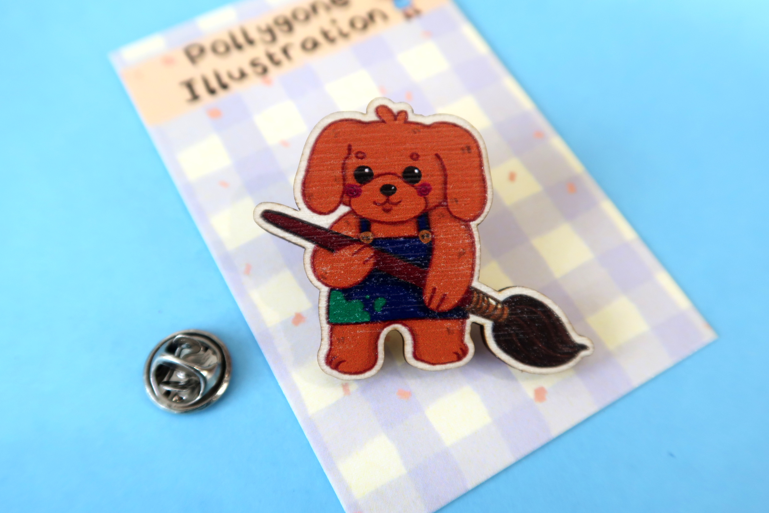 Artie Dog Wooden Pin – Pollygone